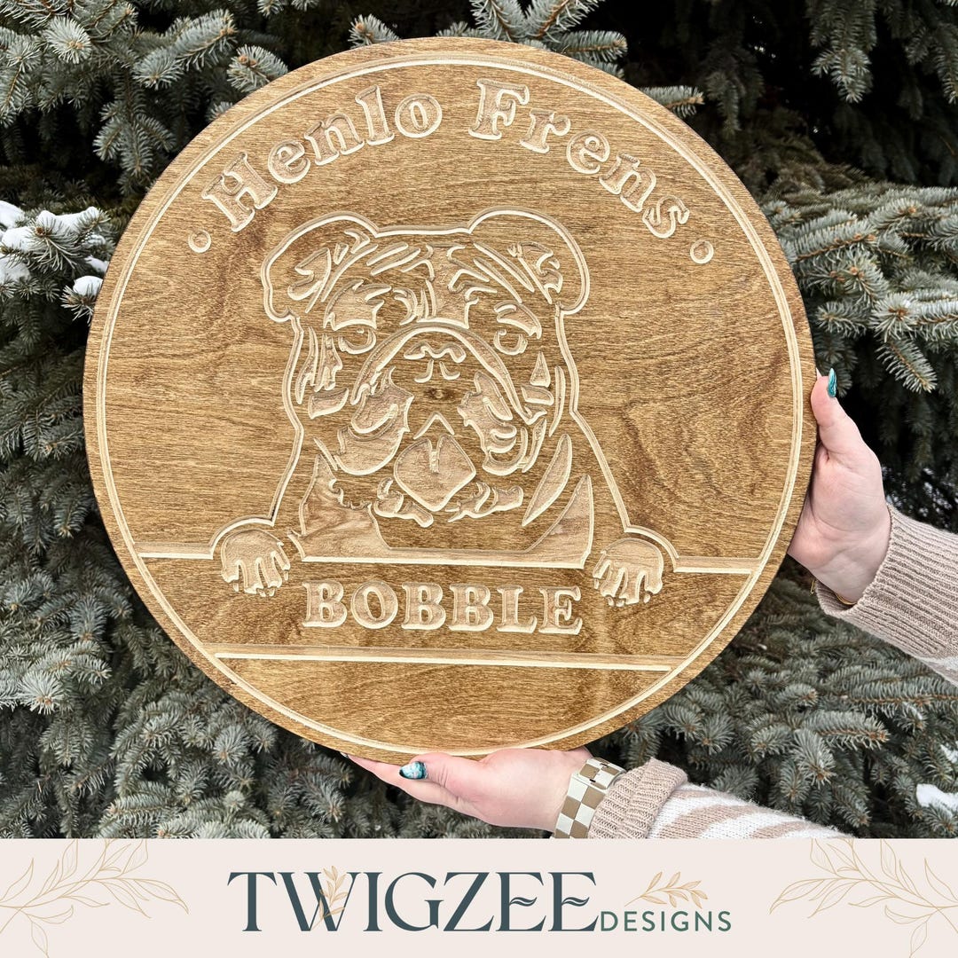 Custom Engraved Dog Sign Round Wood Sign | Personalized Pet Name Sign ...