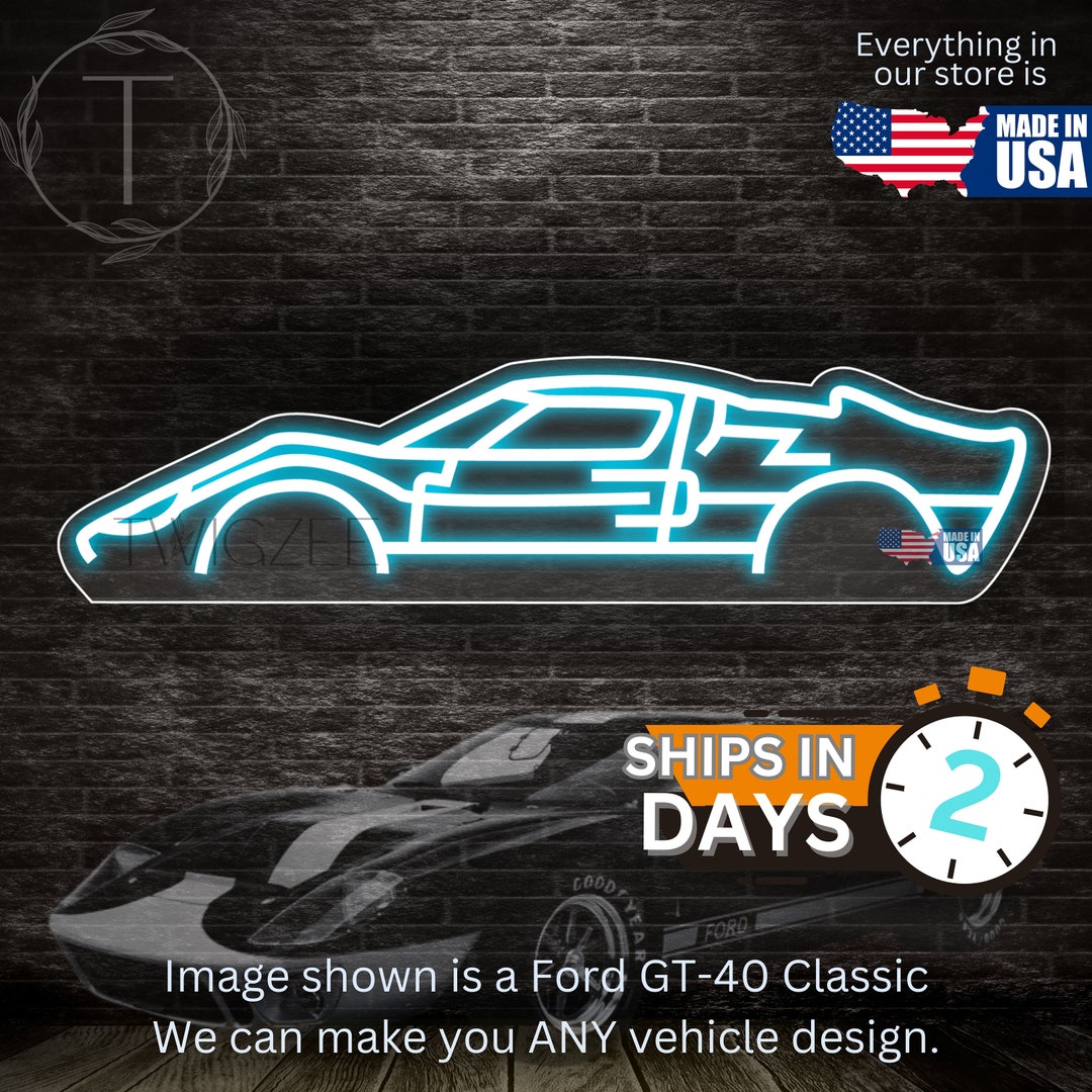 Ford GT-40 Classic Neon Silhouette Sign I Garage Neon I - Etsy