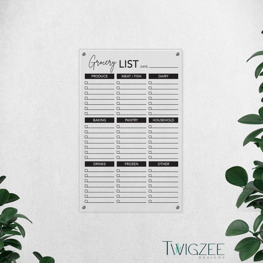 Custom Acrylic Wall To-do List , Clear Dry Erase Meal Planner ...