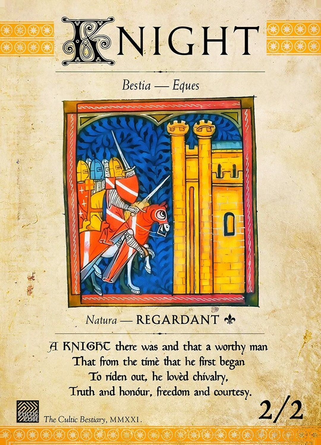 MTG Bestiary: W Knight Token (siege Variant) - Etsy