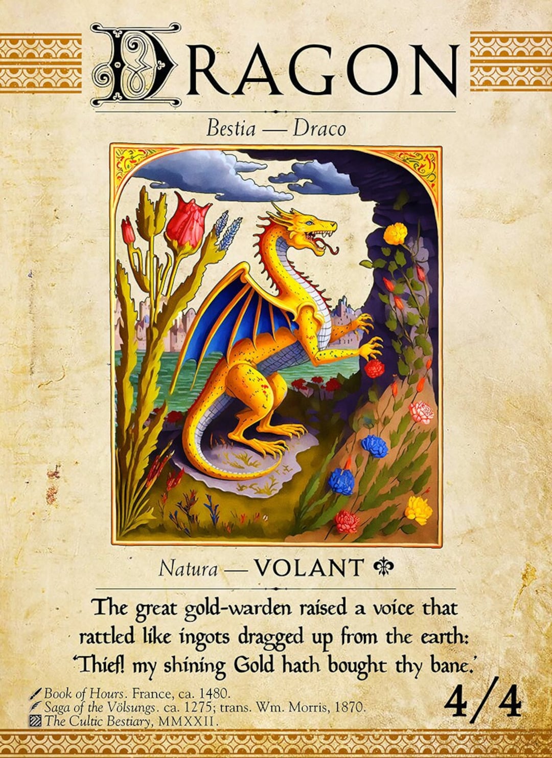 MTG Bestiary: Gold Dragon Token - Etsy