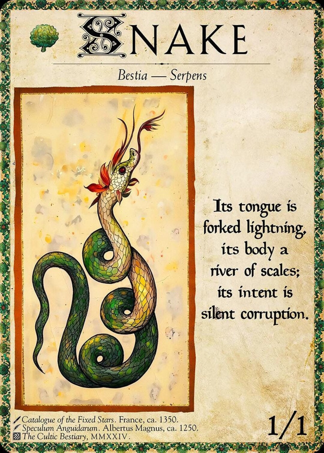 MTG Bestiary: G Snake Token (plumed Variant) - Etsy