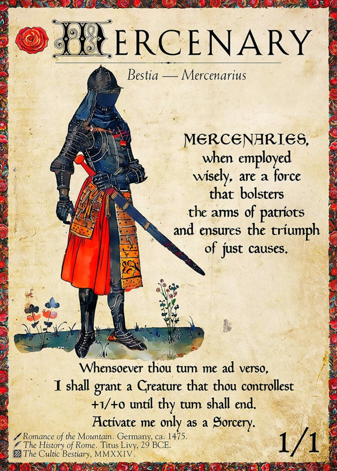 MTG Bestiary: Mercenary Token - Etsy