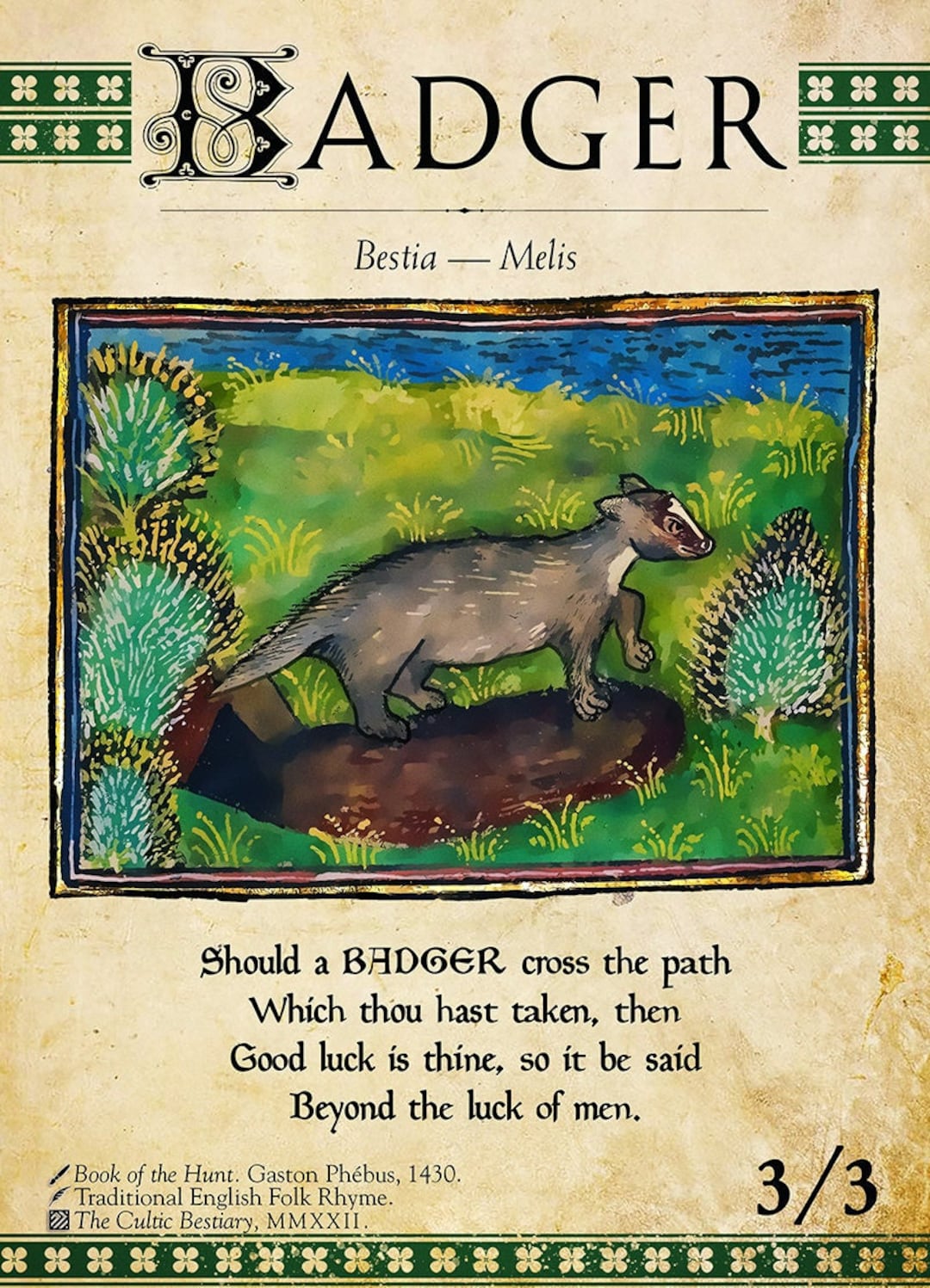 MTG Bestiary: Badger 3/3 Token - Etsy