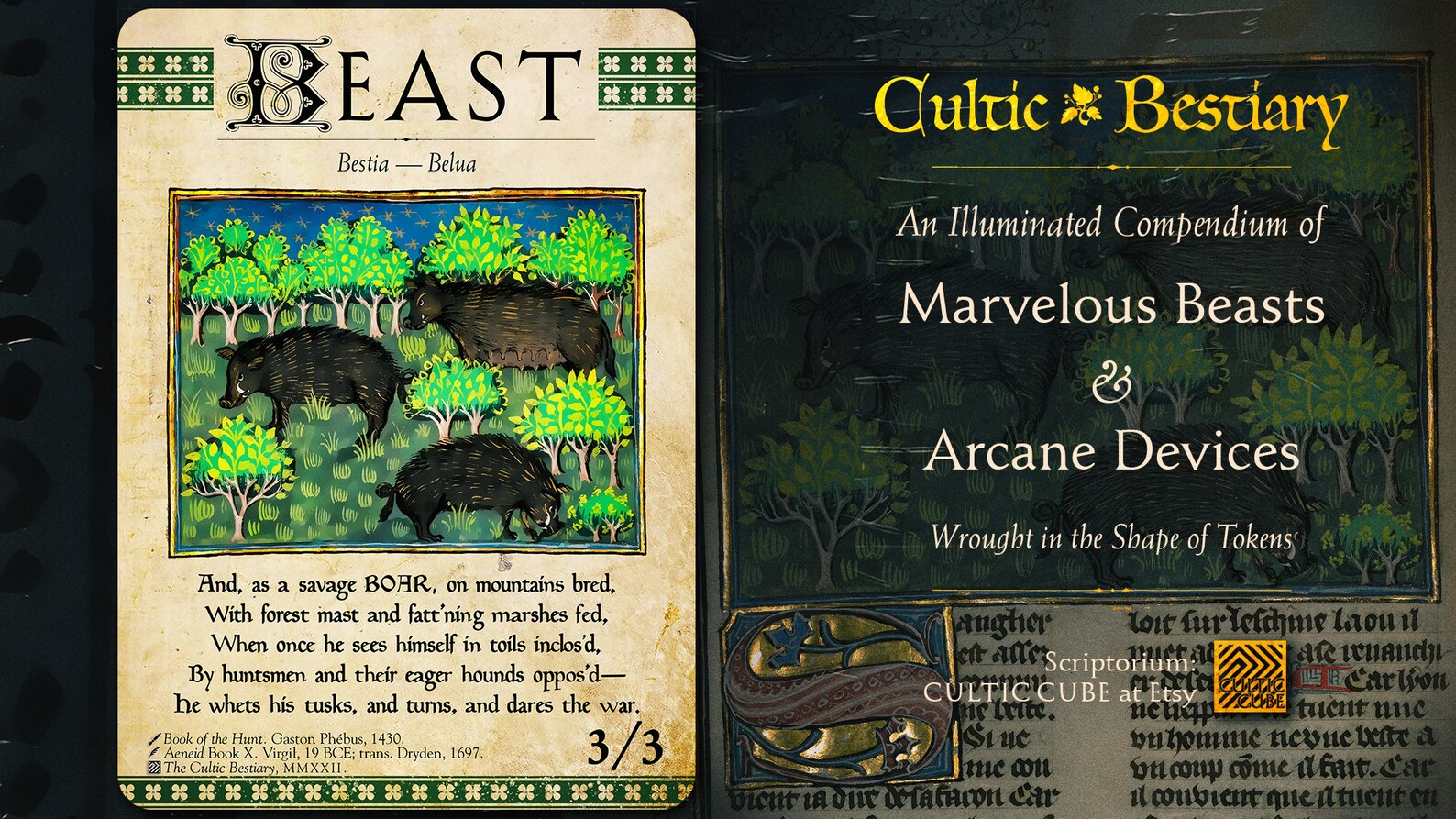 MTG Bestiary: Beast Token 3/3 (boars Variant) - Etsy