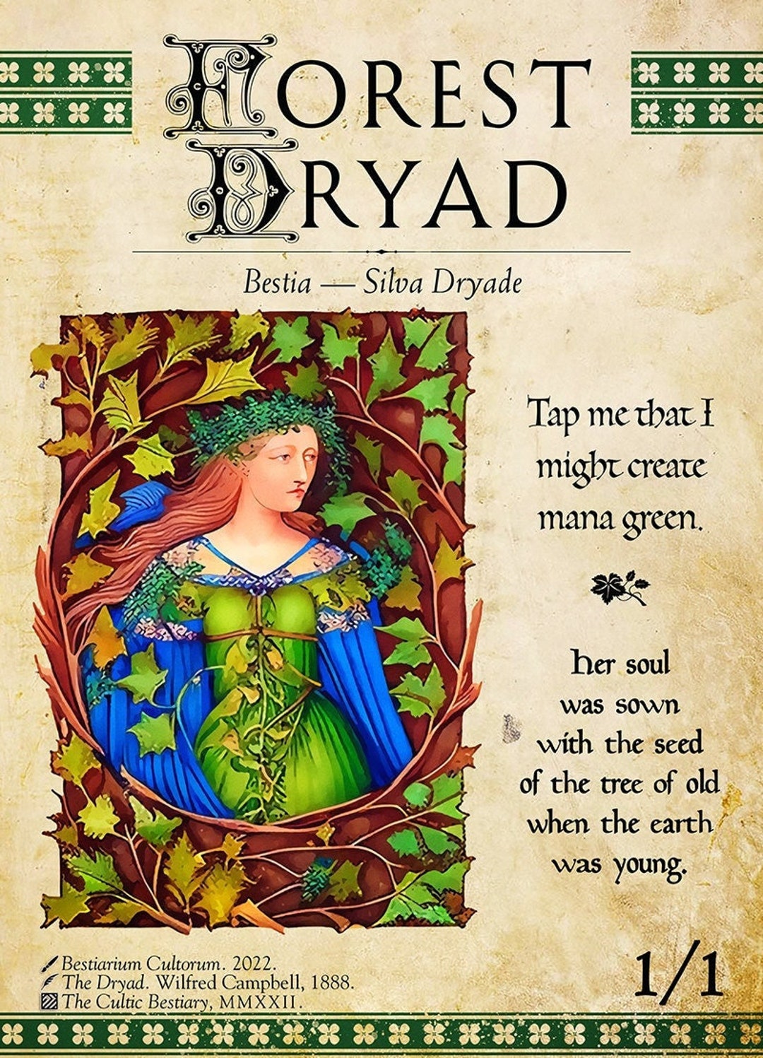 MTG Bestiary: Forest Dryad Token 1/1 - Etsy