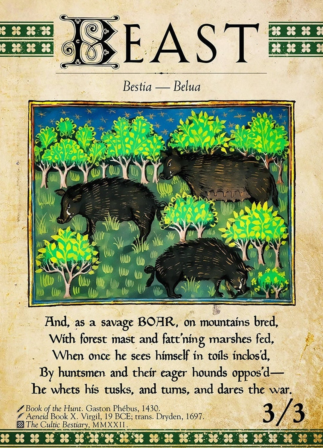 MTG Bestiary: Beast Token 3/3 (boars Variant) - Etsy