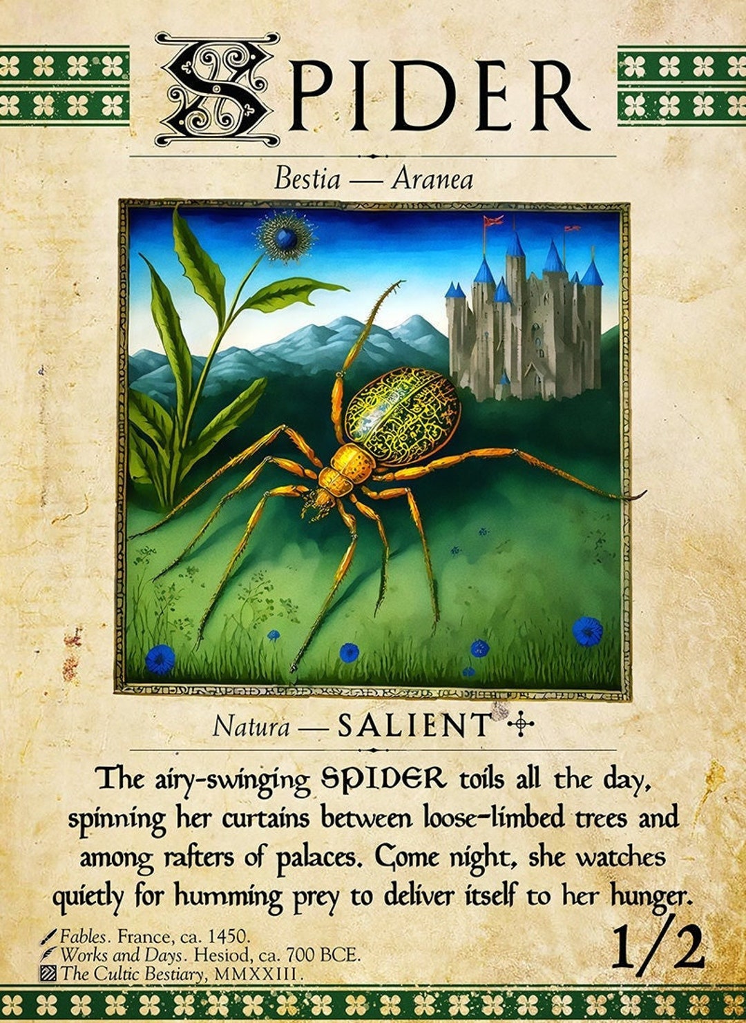 MTG Bestiary: G Spider Token (castle Variant) - Etsy