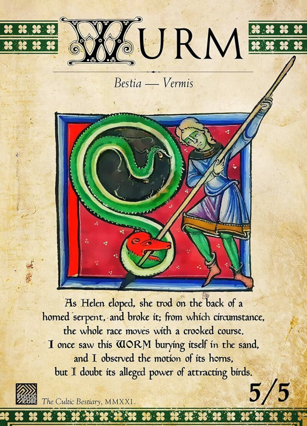 MTG Bestiary: Wurm Token Green 5/5 - Etsy