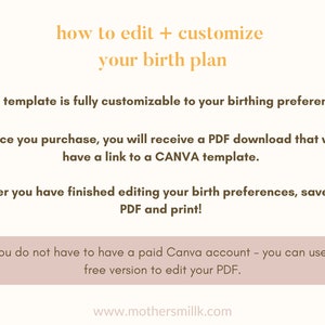 Editable Birth Plan Template / Visual Birth Plan / Natural - Etsy