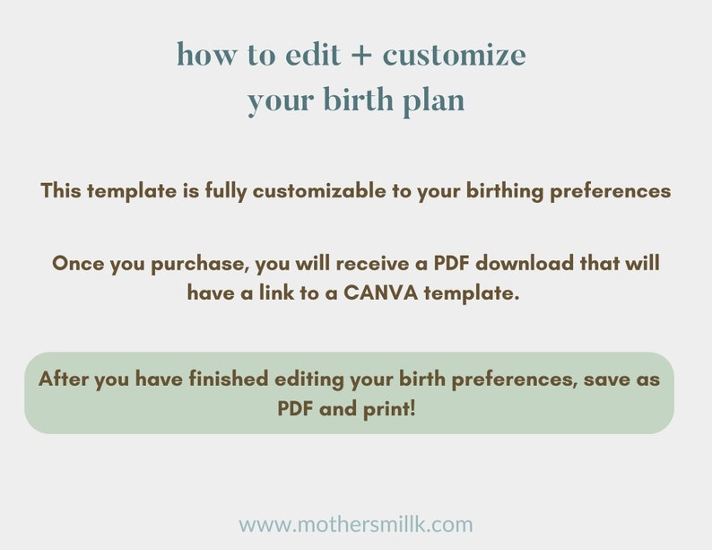 Editable Birth Plan Template / Visual Birth Plan / Natural Birth ...