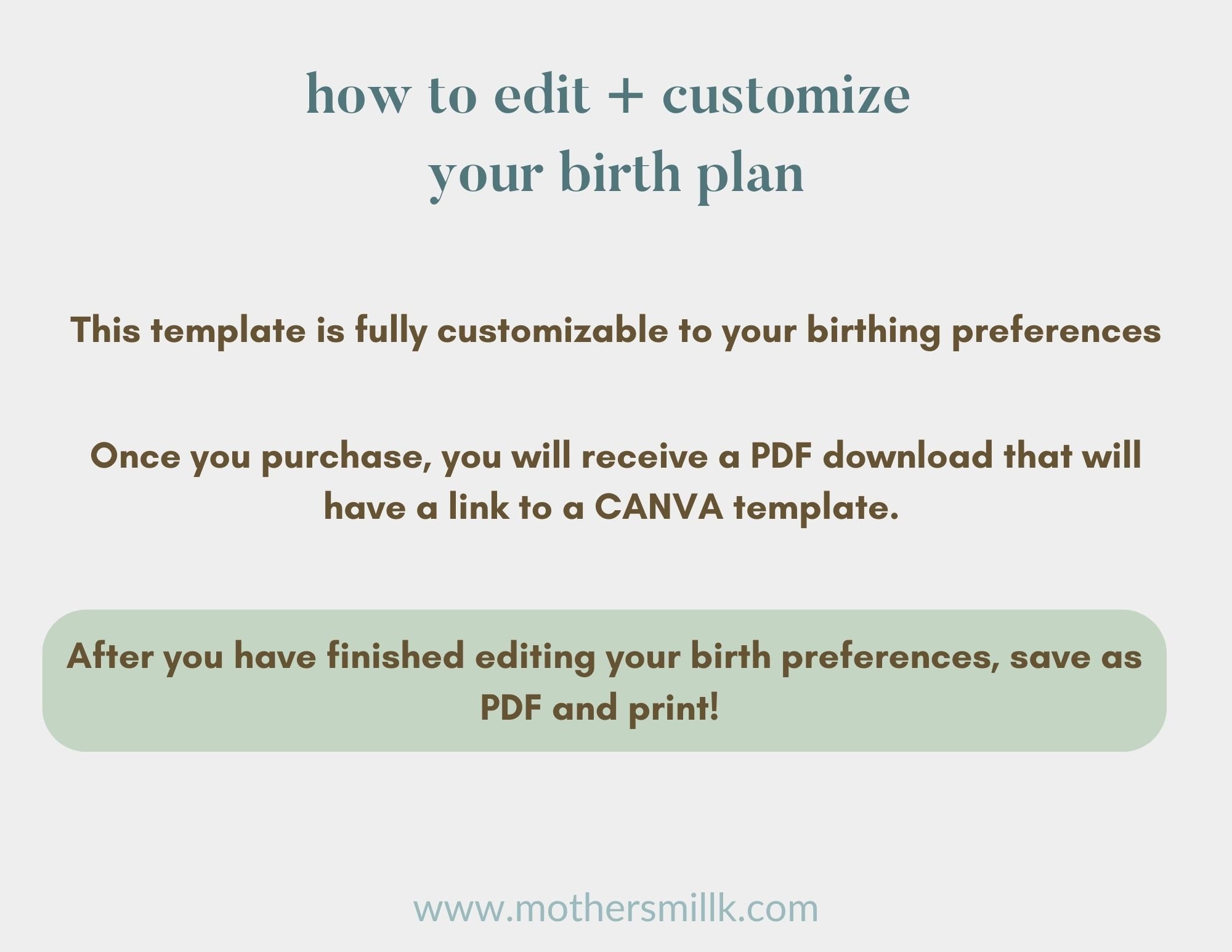 Editable Birth Plan Template / Visual Birth Plan / Natural Birth ...