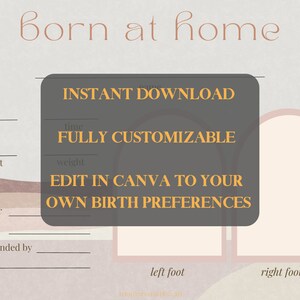 Keepsake Home Birth Certificate Printable | Midwives, Doulas, Birth ...