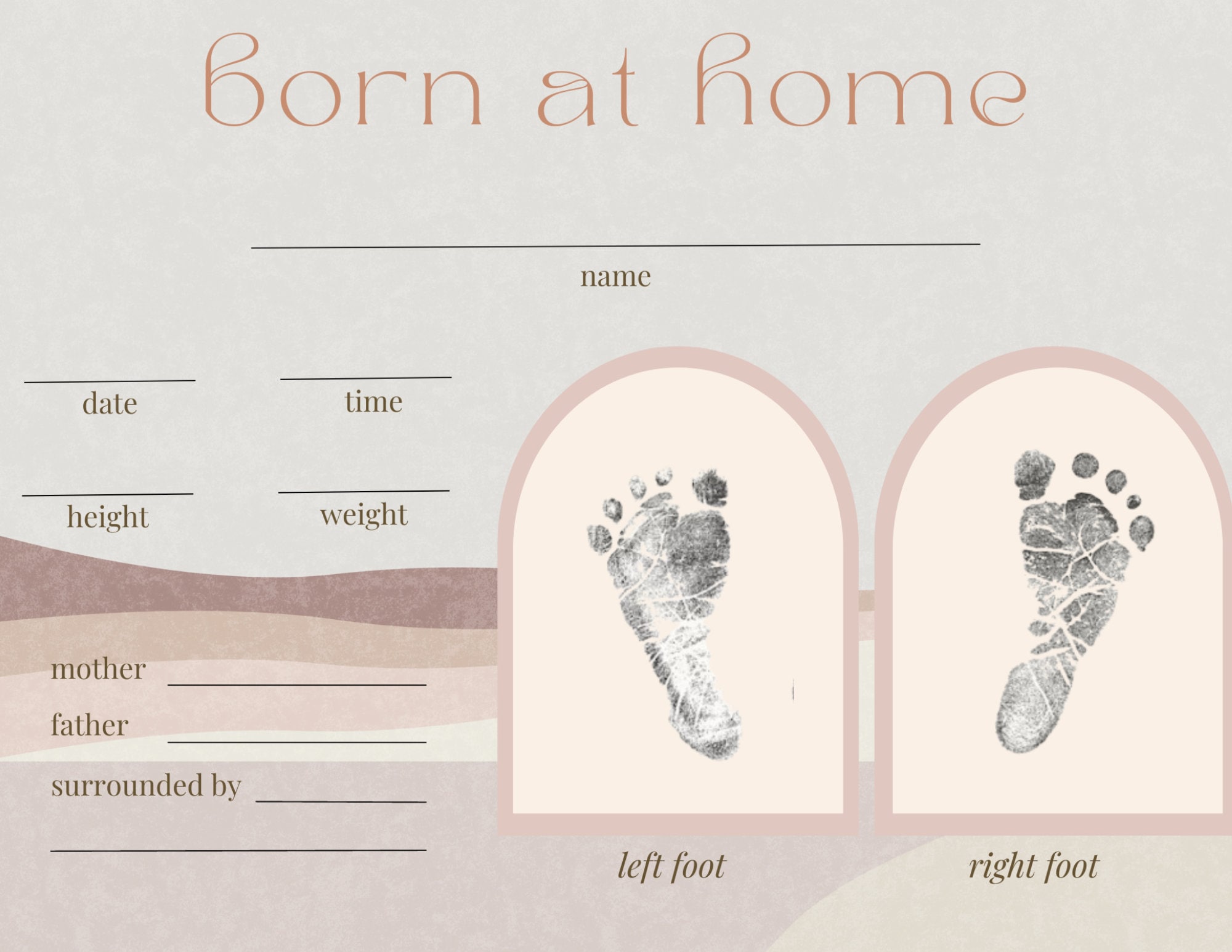 Birth Certificate Template With Footprints