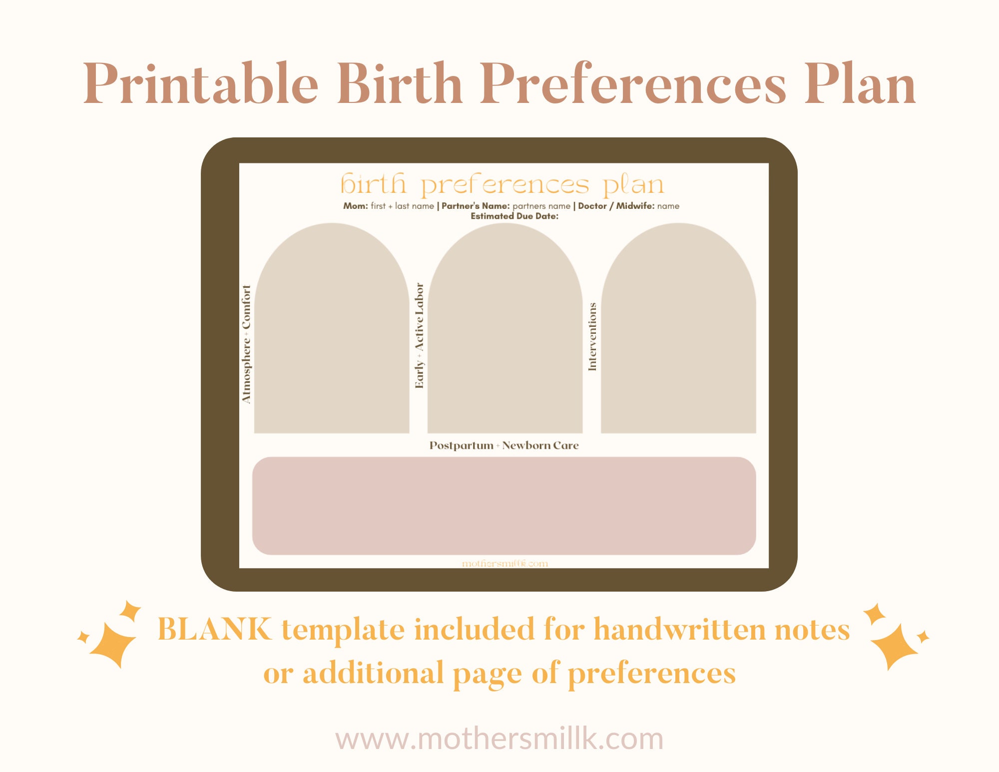 Editable Birth Plan Template / Visual Birth Plan / Natural Birth ...