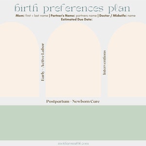 Editable Birth Plan Template / Visual Birth Plan / Natural Birth ...