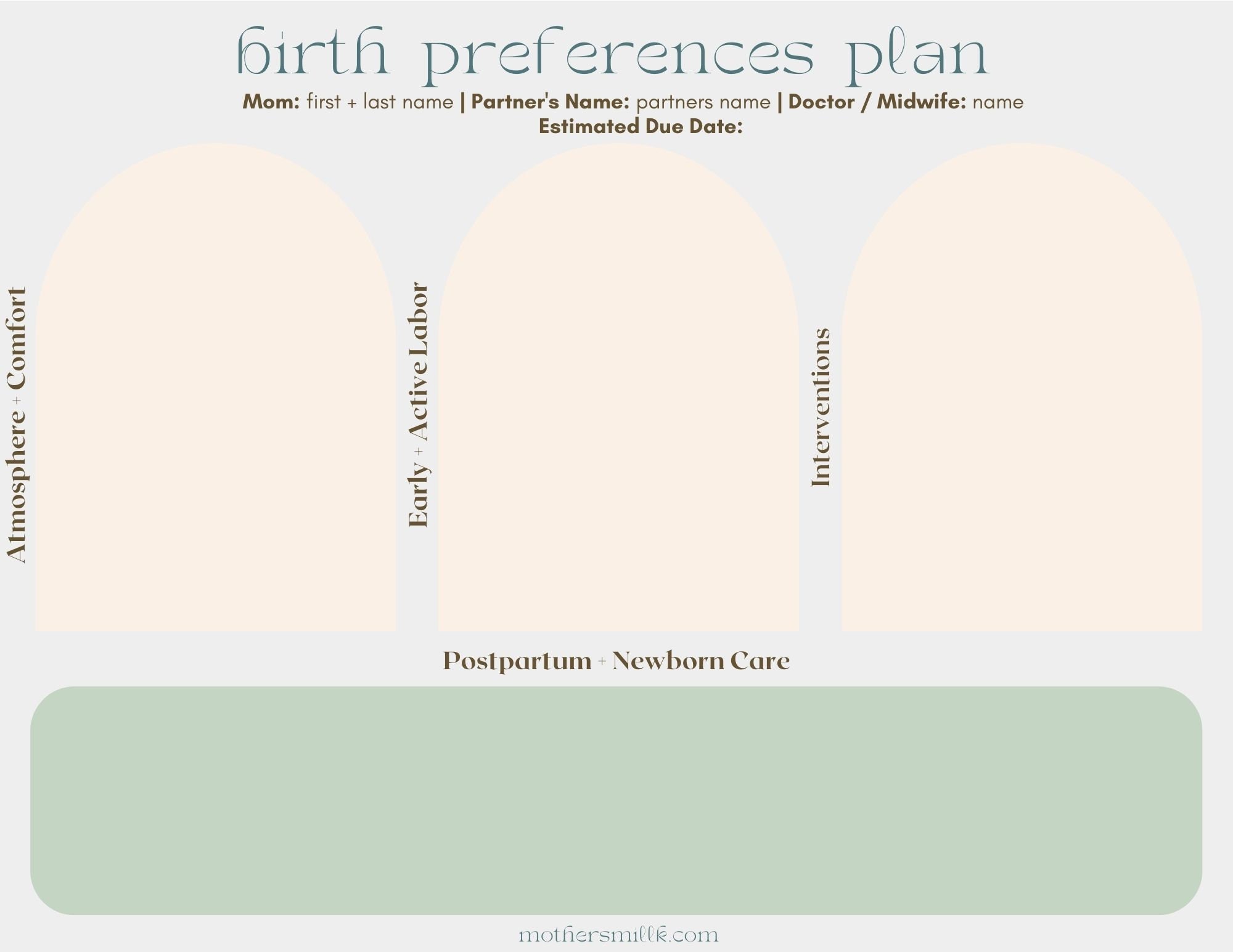 Editable Birth Plan Template / Visual Birth Plan / Natural Birth ...
