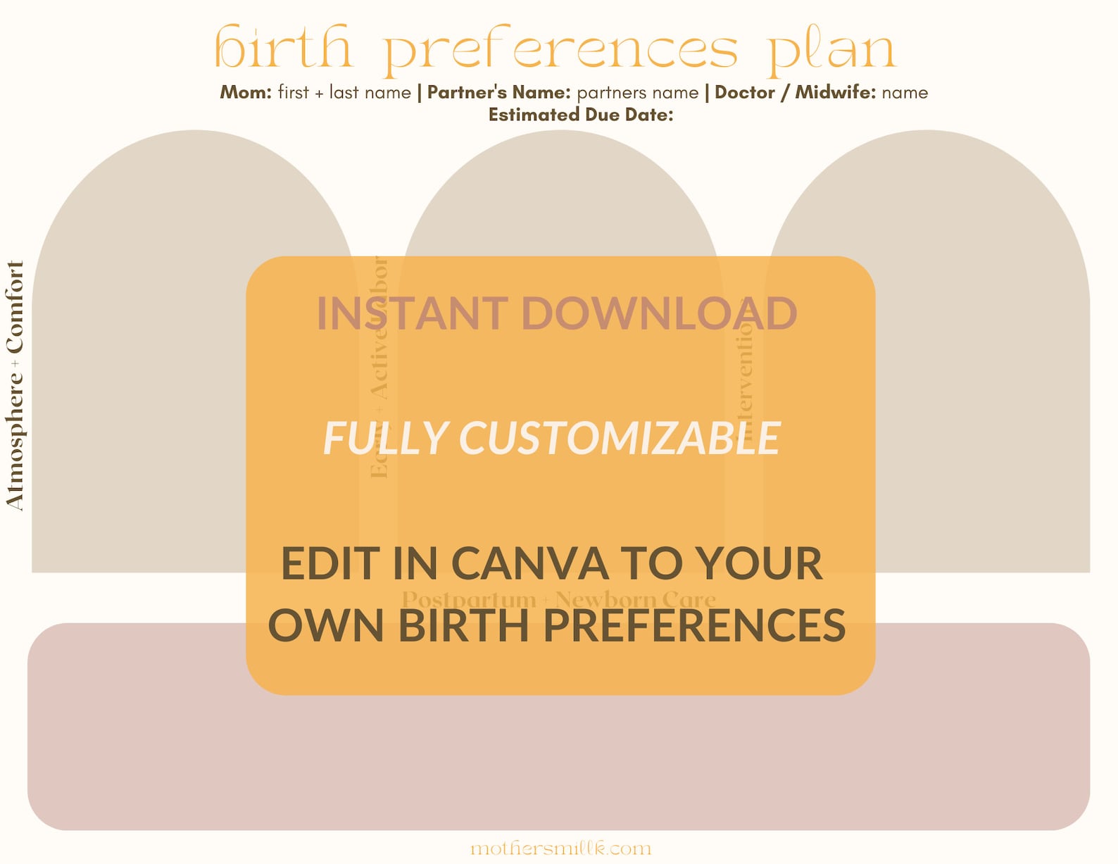 Editable Birth Plan Template / Visual Birth Plan / Natural Birth ...