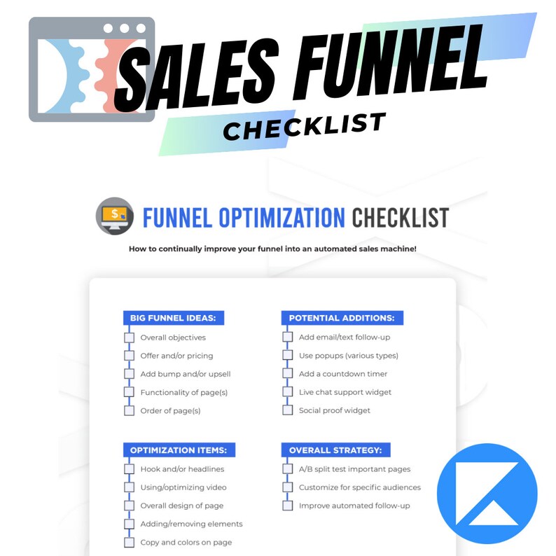 Sales Funnel Template & Checklist: Lead Generation, E-commerce Conversion, Digital Marketing ...