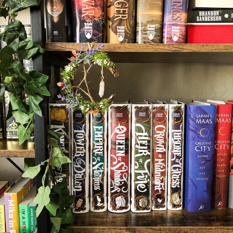 Cottage Core Crystal Wreath Bookshelf Decor Witchy Crescent - Etsy