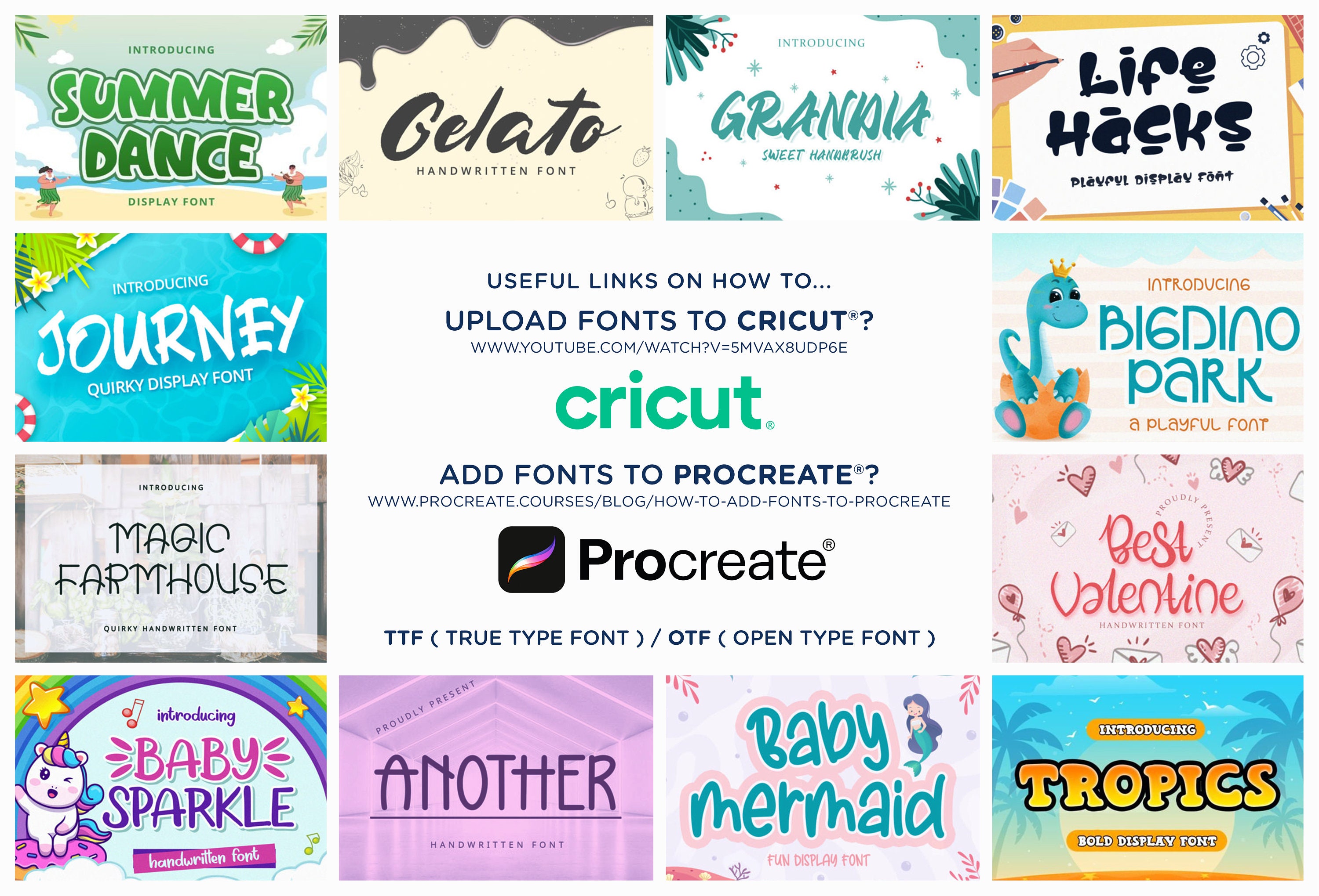 Cute Playful Font Bundle Cricut Font, Procreate Font, Cursive Font ...