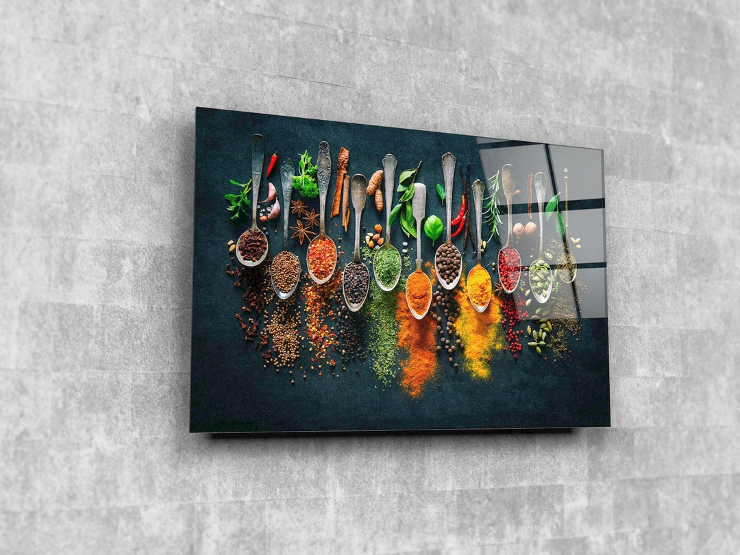 Abstract Spicy Spoons Tempered Glass Printing Wall Art-interior Design ...
