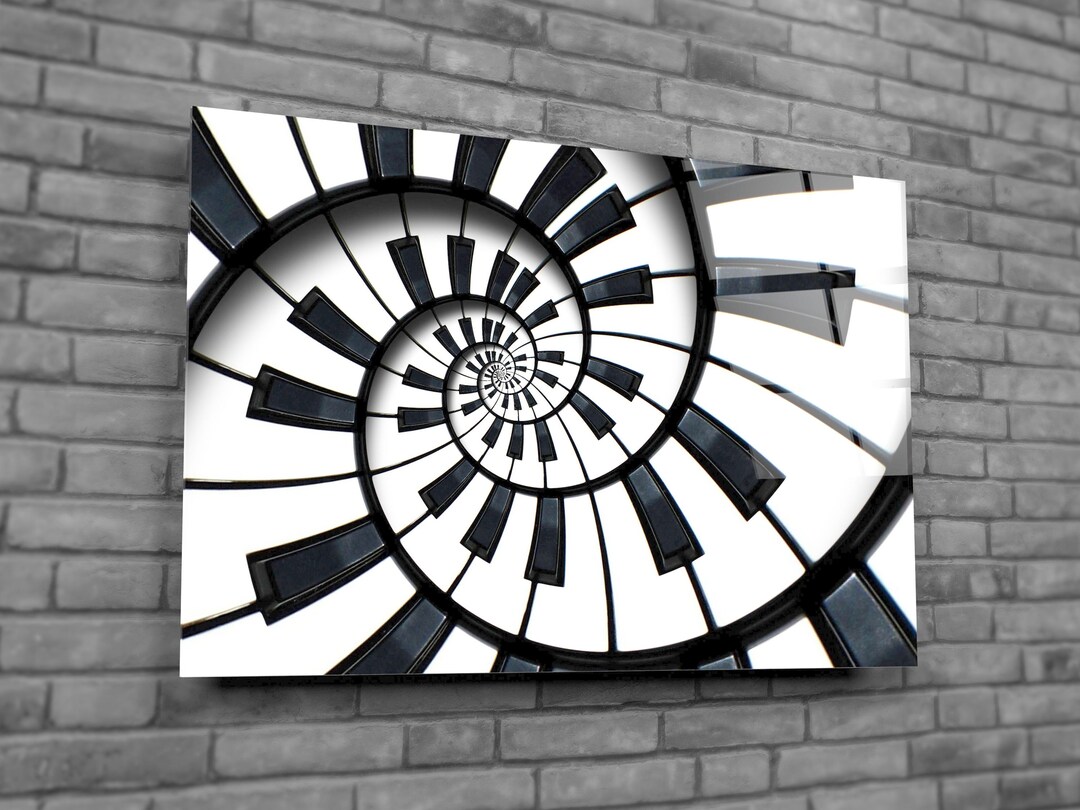 Spiral Piano Keyboard Landscape Tempered Glass Printing Wall Art ...