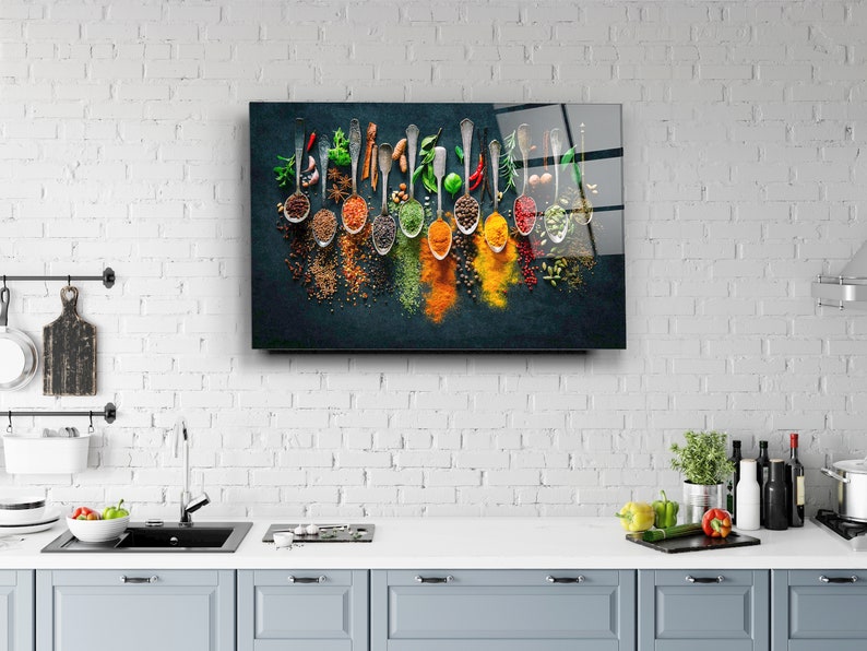 Abstract Spicy Spoons Tempered Glass Printing Wall - Etsy