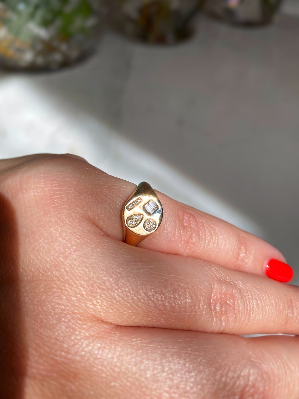 Diamond Signet Ring - Etsy