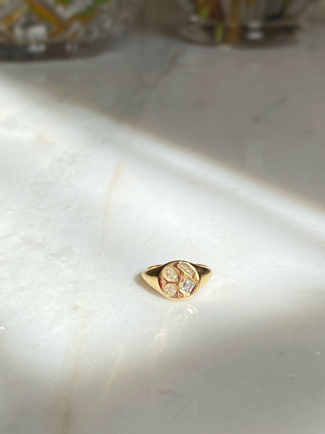 Diamond Signet Ring - Etsy