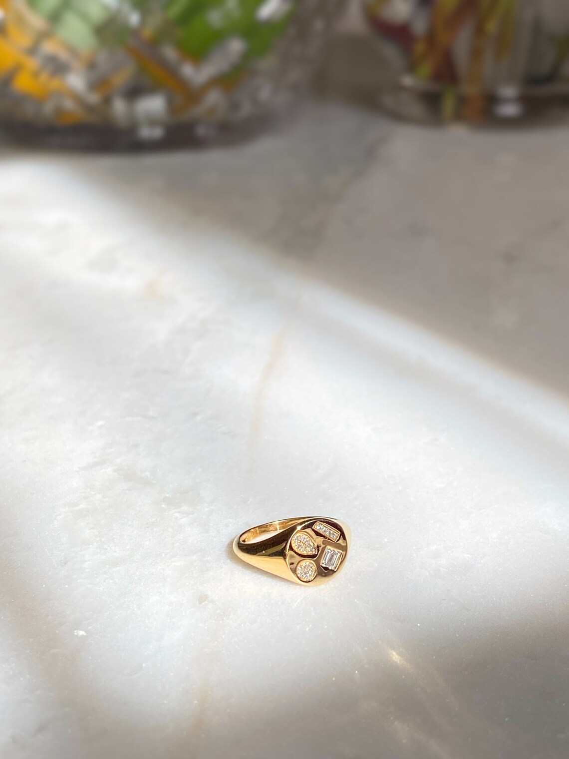 Diamond Signet Ring - Etsy