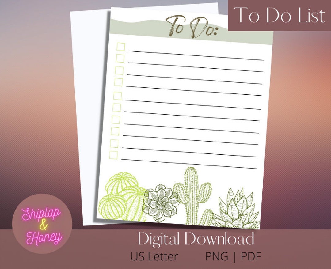 Cactus to Do List | Printable - Etsy