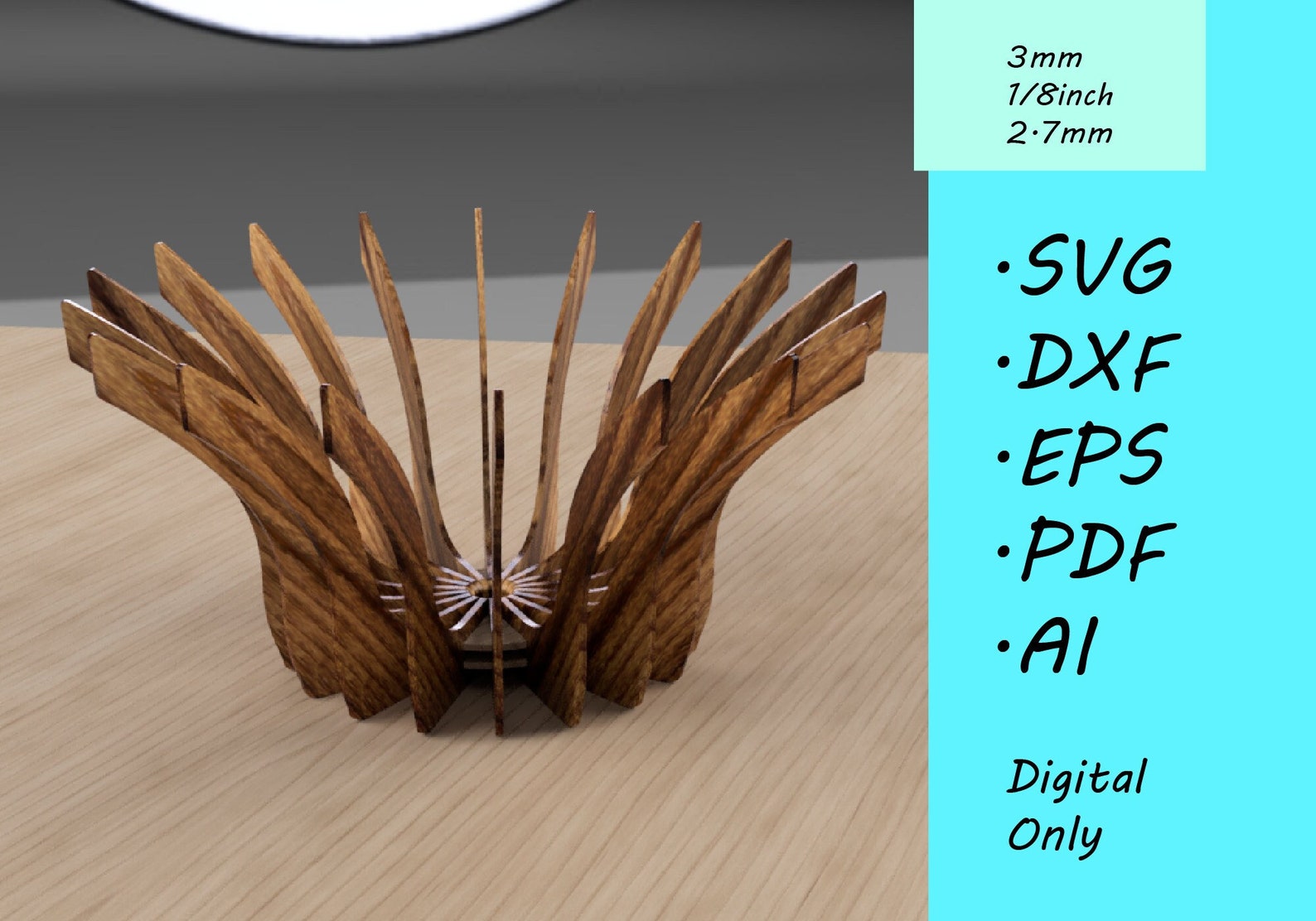 Elegant Laser Cut Fruit Bowl Digital Vector Files for Cutting Dxf, Ai ...