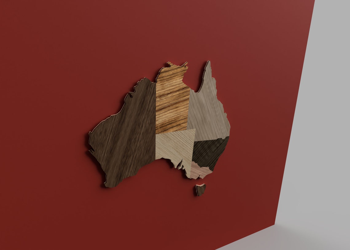 Laser Cut Australia Wood Wall Map Digital Vector Files for Cutting Dxf ...
