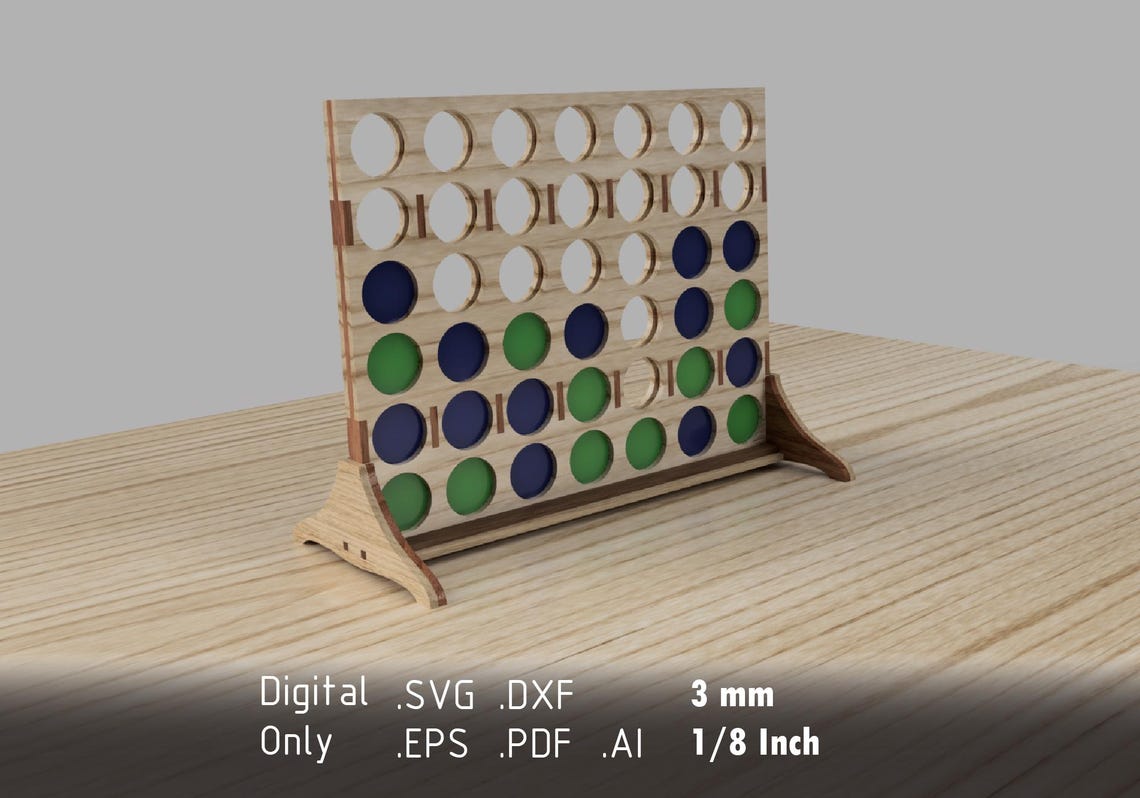 Laser Cut Connect the Dots Game - 4 in a Row - Digital Vector Files in ...