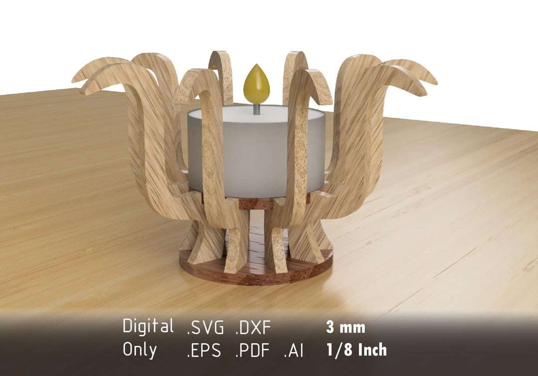 Stylish Tea Light Holder - Vector File for Laser Cutting - Available in ...