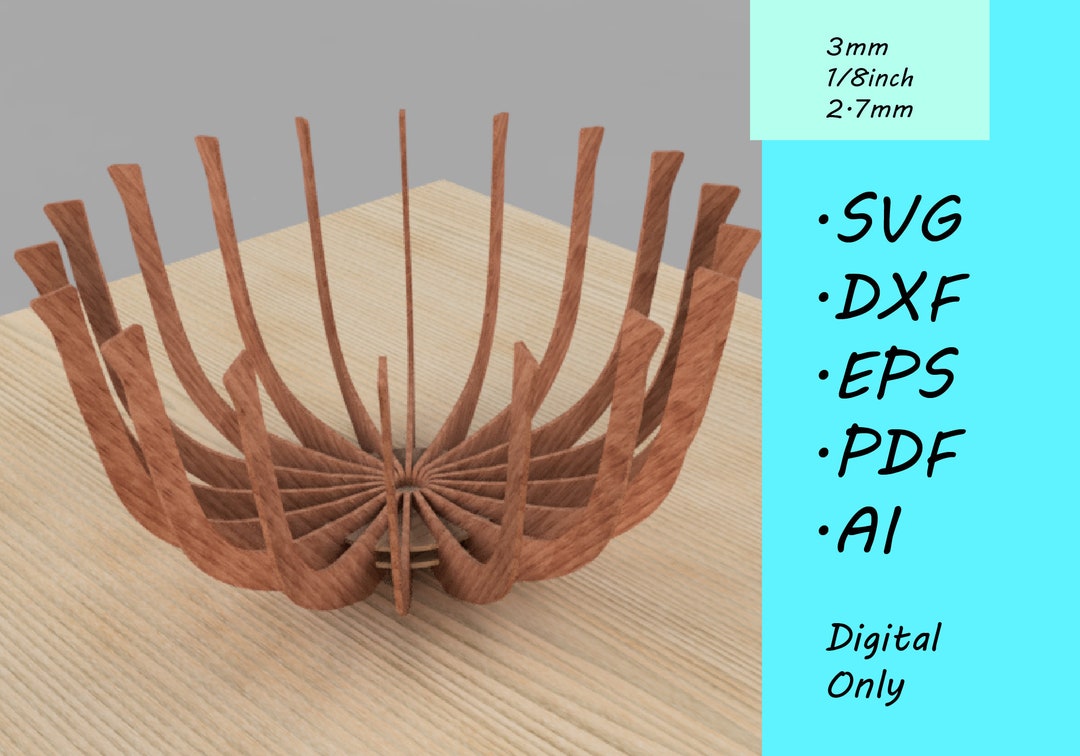 Stylish Fruit Bowl - Laser Cut Design - Vector Files - Dxf, Ai, Svg ...