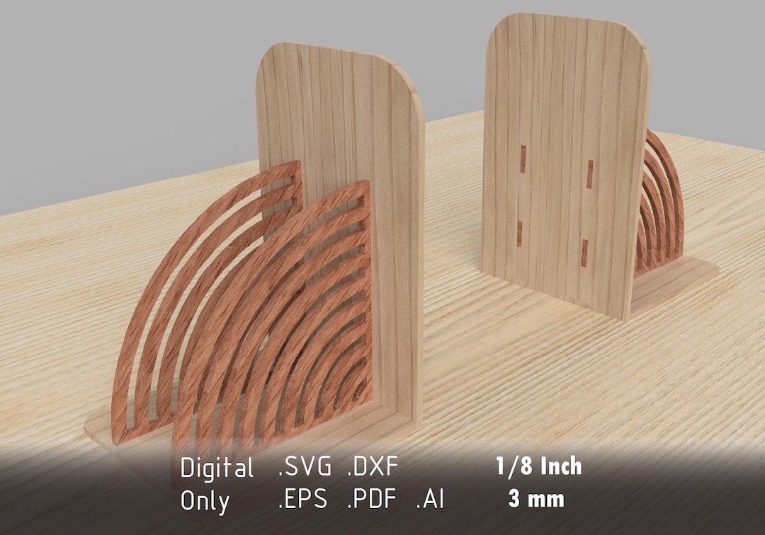 Laser Cut Modern Bookend Pattern - Digital Vector Files in Dxf, Eps ...
