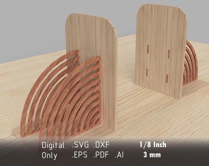Laser Cut Vector Files SVG CNC Bookend Cnc Book Stand Svg Shelf Svg ...