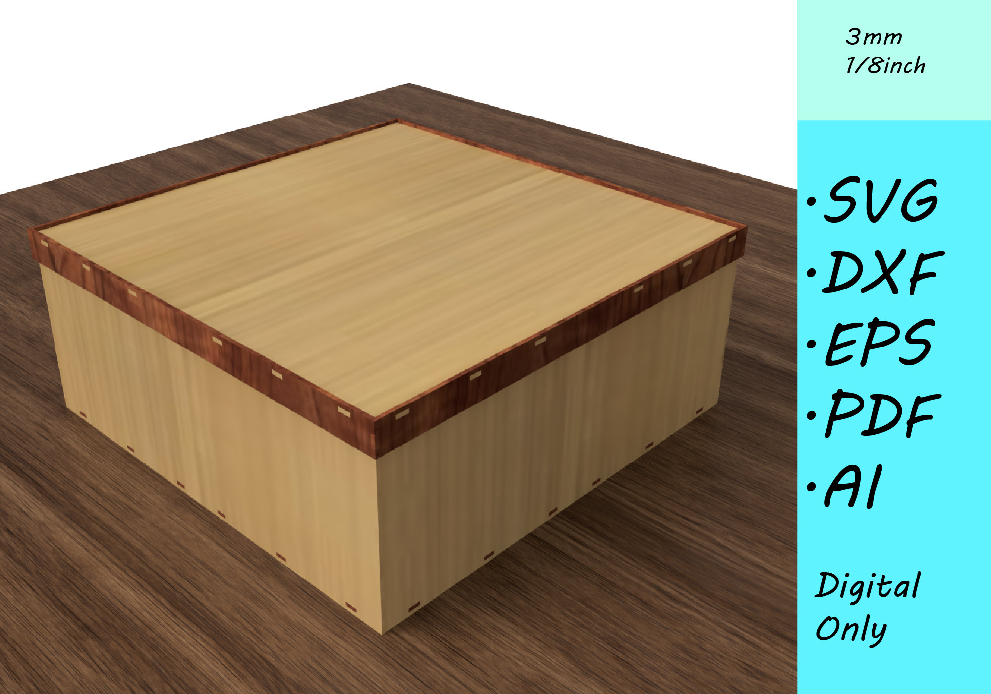 Wood Box Pattern 15"x15"x6", Laser Cut Pattern - Vector Files - Etsy