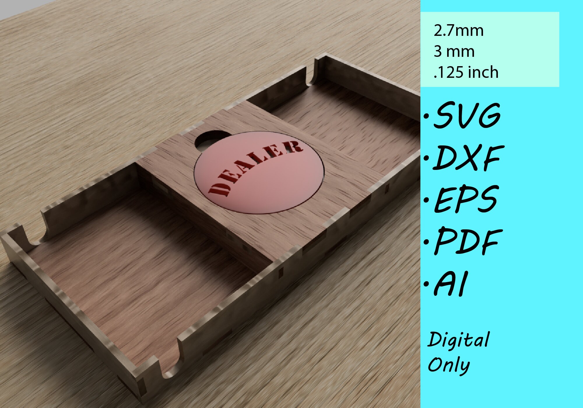 Laser Cut Digital Playing Card Box Poker Card Box Vector File for ...