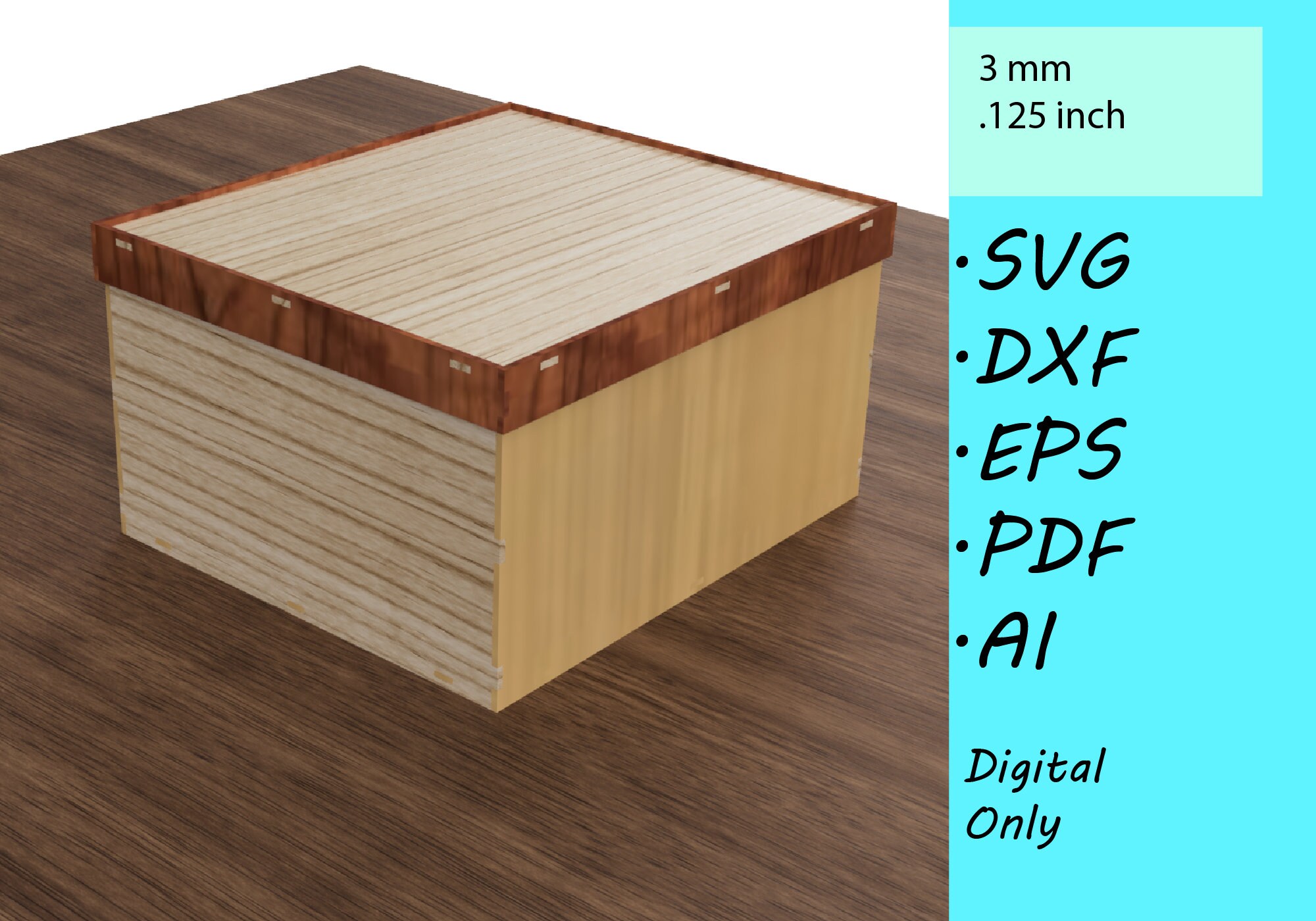 8 Inch X 5.5 Inch Laser Cut Box Pattern Vector Files for Cutting - Etsy