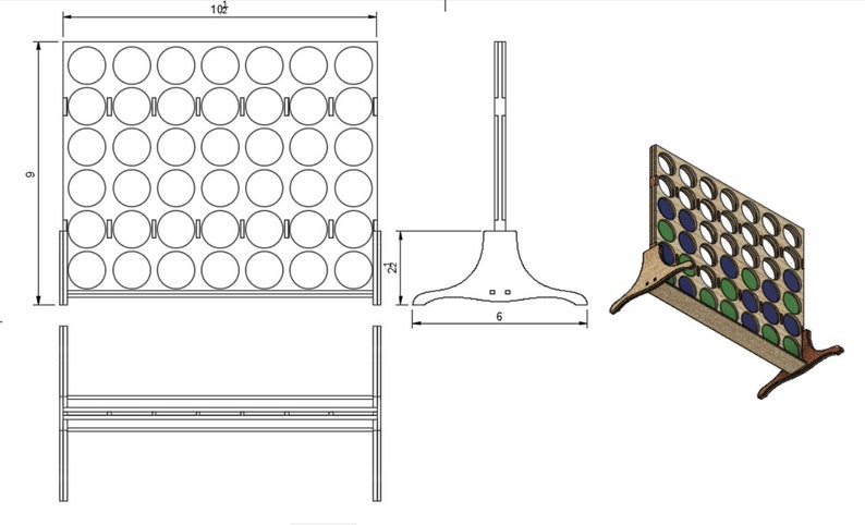 Large Laser Cut Connect the Dots Game - 4 in a Row - Digital Vector ...