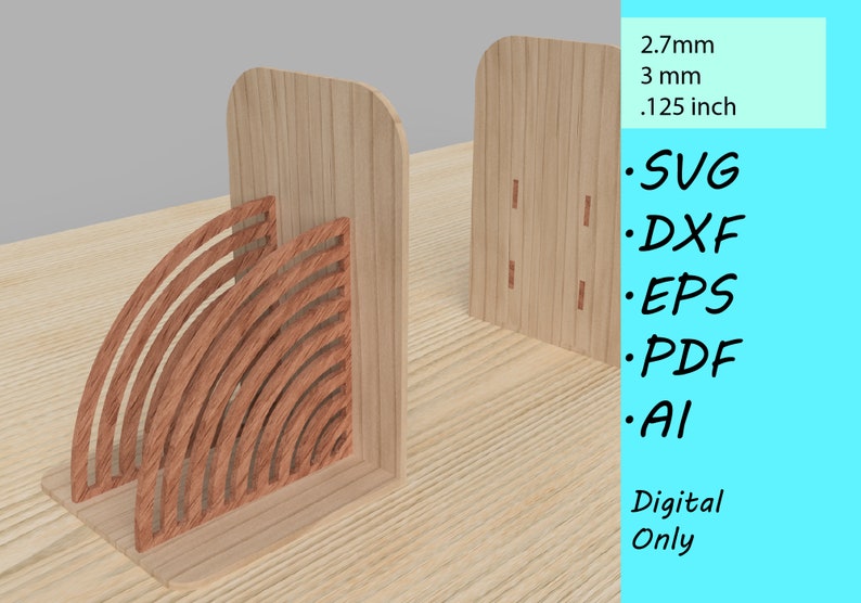 Laser Cut Modern Bookend Pattern Digital Vector Files in - Etsy
