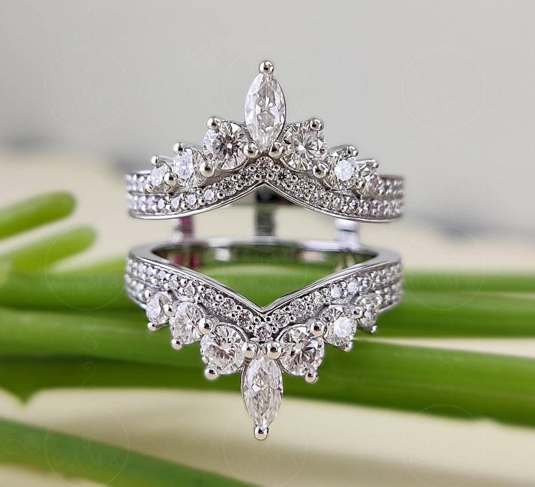 Art Deco Moissanite Ring Enhancers and Wraps, Engagement Ring Jacket ...