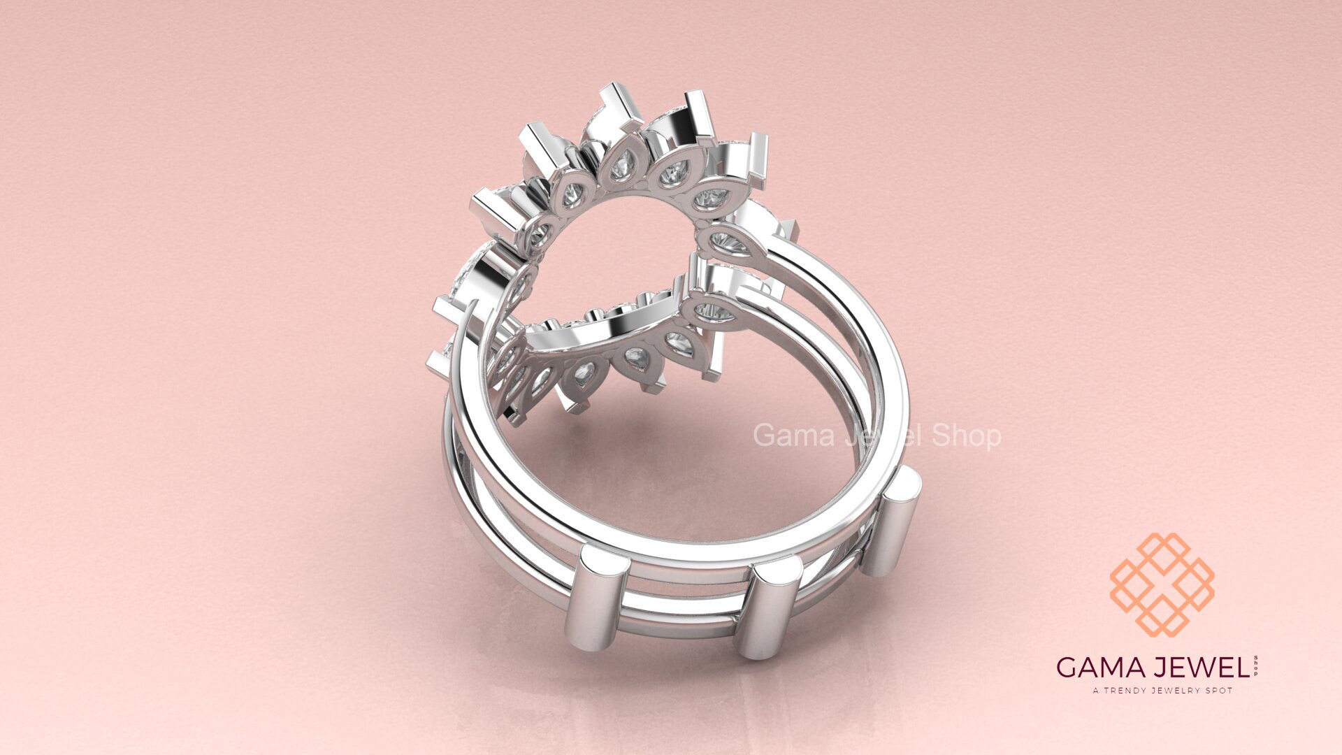 Spacer Band Ring, Moissanite Enhancer Ring and Wraps Jacket Ring, 925 ...