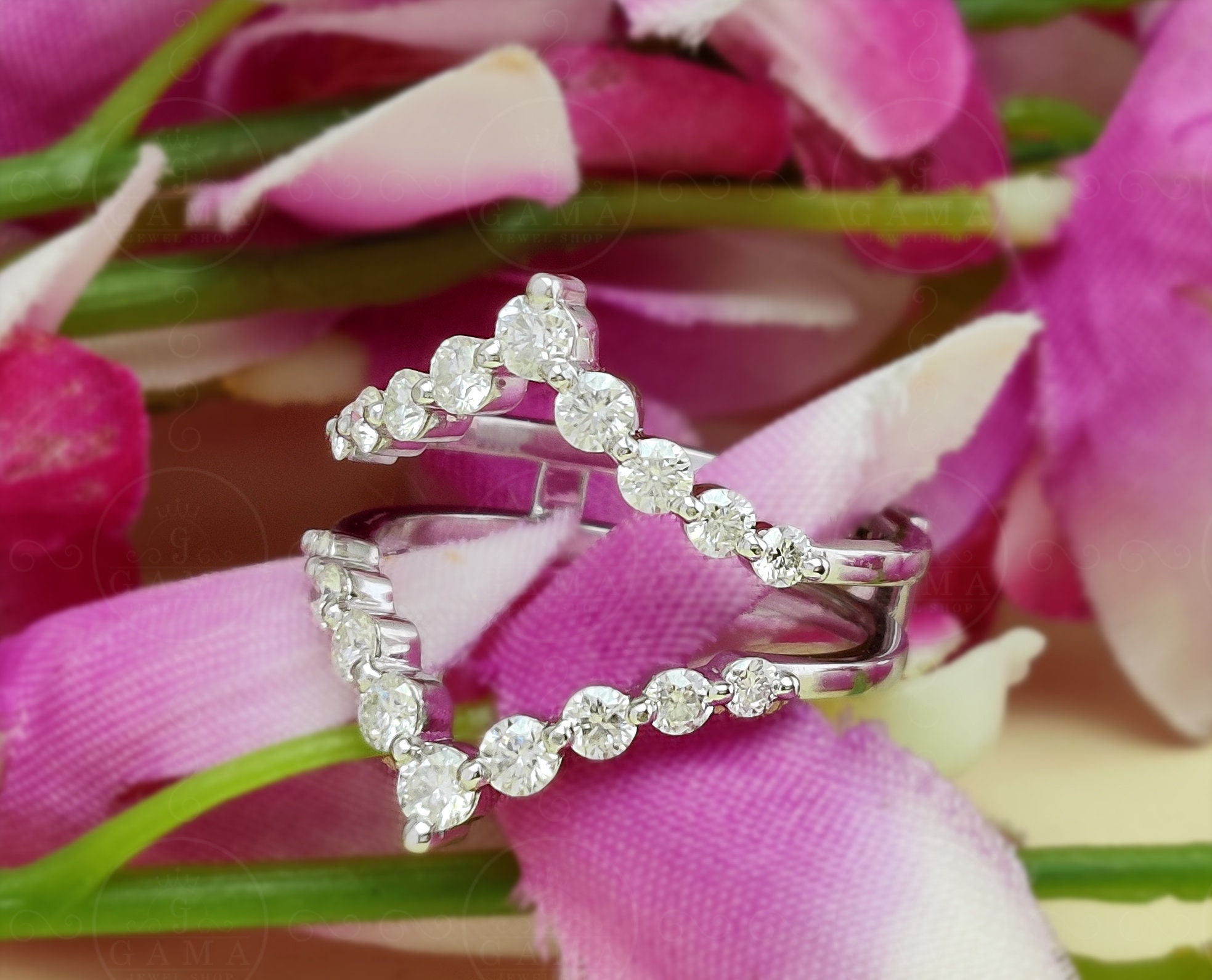 Double Curved Wedding Band, Ring Guards for Women, Moissanite Ring ...