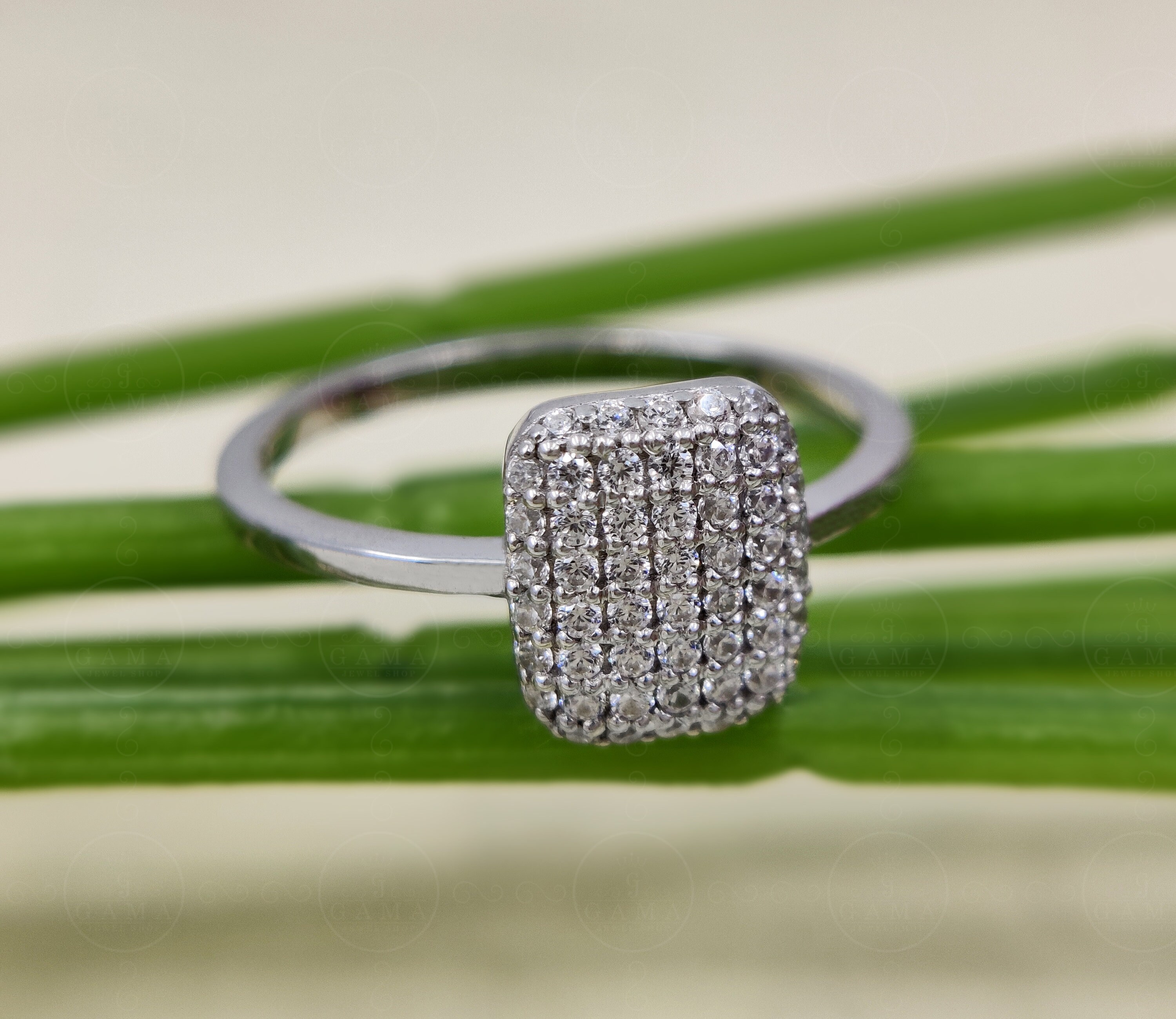 Rectangle Cluster Moissanite Ring for Women, Cluster Engagement Ring ...