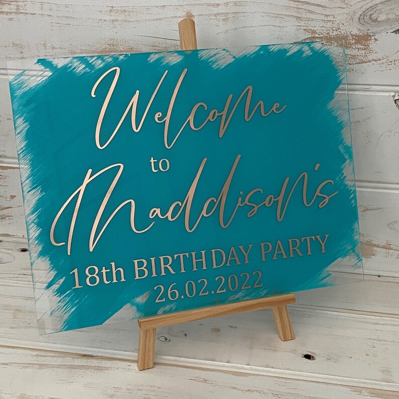 Acrylic Birthday Party Sign | Event Sign | Welcome Sign | Wedding Sign ...