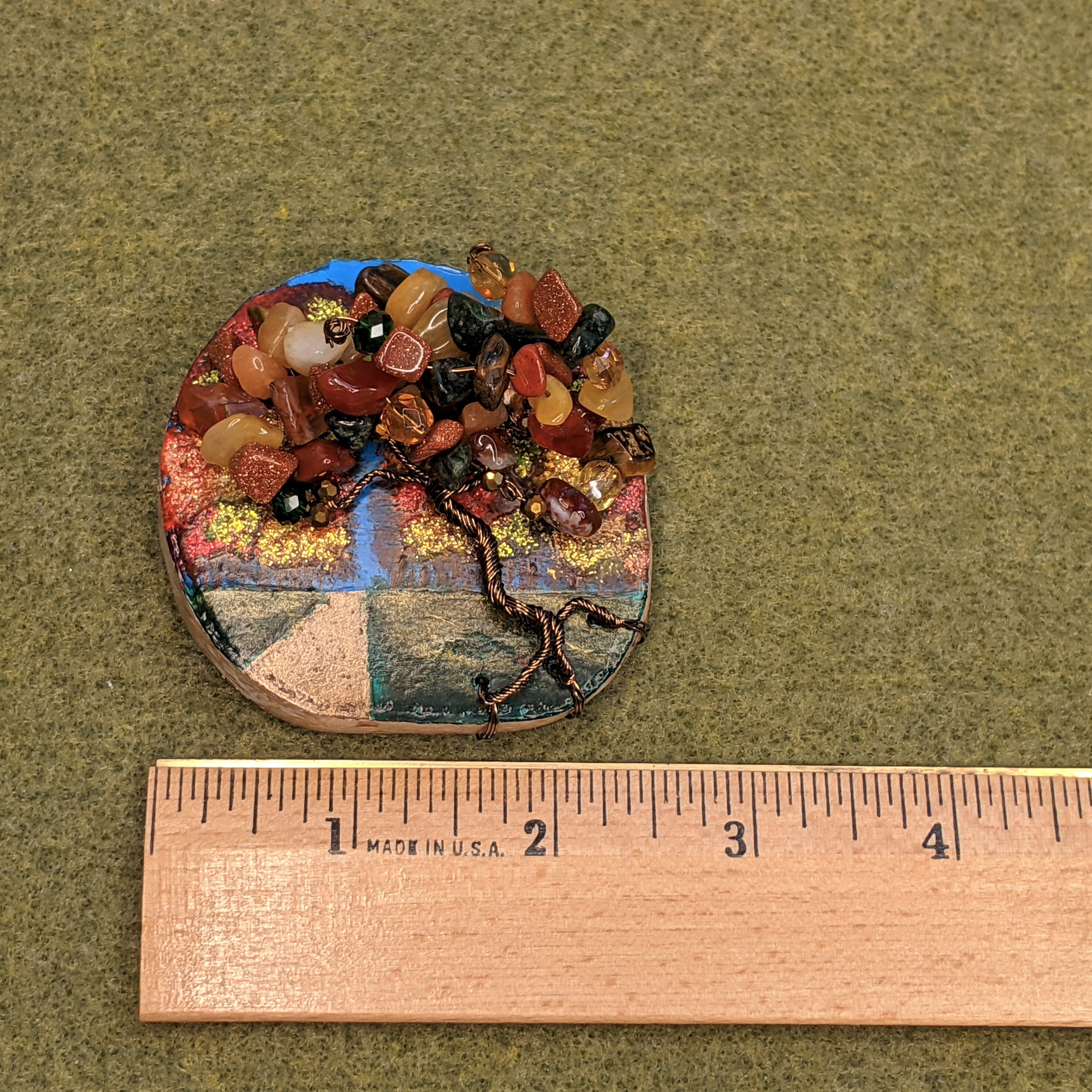 Fall Foliage Magnet Decor - Wire Tree, Beaded Tree, Wood Painting ...